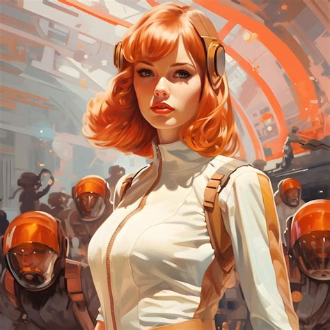 Retro Futurism Art Of Girl Premium Ai Generated Image
