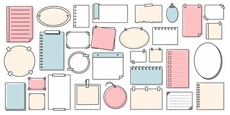 Bullet Journal Element Frames Notes Stickers Hand Drawn Vector For Notebook Planner Or Diary