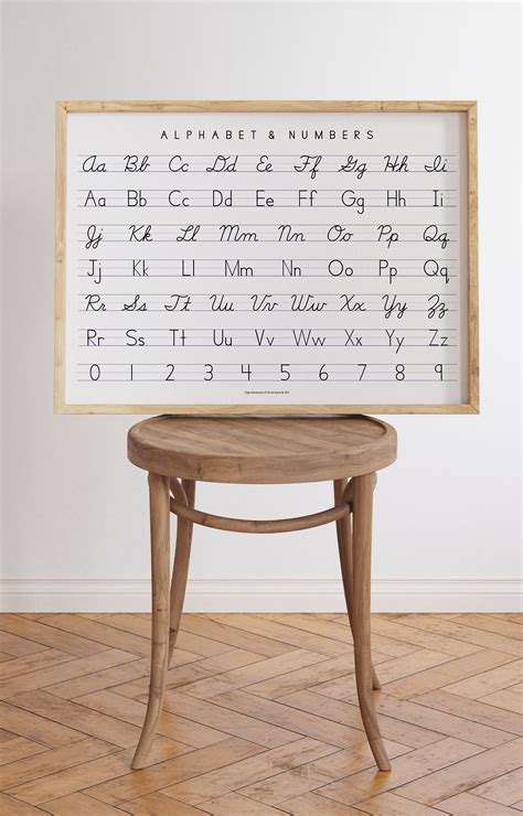 Cursive Manuscript Print Handwriting Chart Horizontal Printable Alphabet ABC Poster