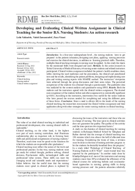 pdf developing and evaluating clinical written assignment in clinical
