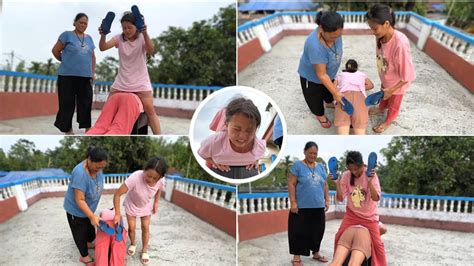 Flip Flop Bum Slap / Shots In A Bottom Challenge Funny Game / Priya Sheetal Game - YouTube