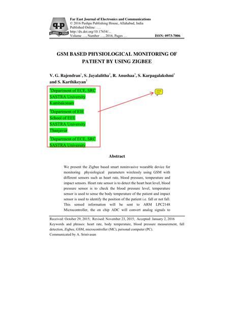 pdf gsm based physiological monitoring of patient by using zigbee