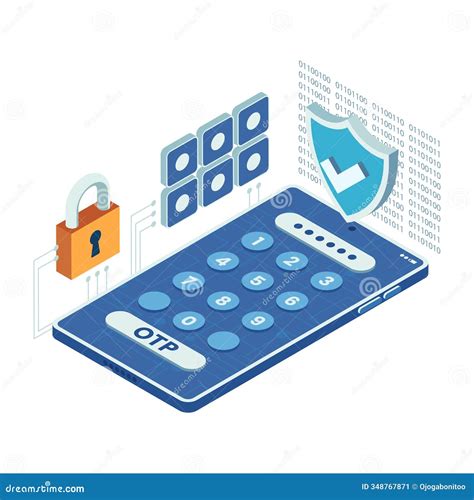 Isometric Smartphone With Otp Security And Digital Encryption Stock