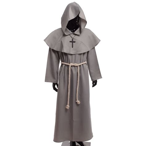 저렴한 중세 마치 남자들 한복 Men Women 빈티지 르네상스 Monk 코스프레 자석 물통 Friar 사제 할로윈 두건을 쓴
