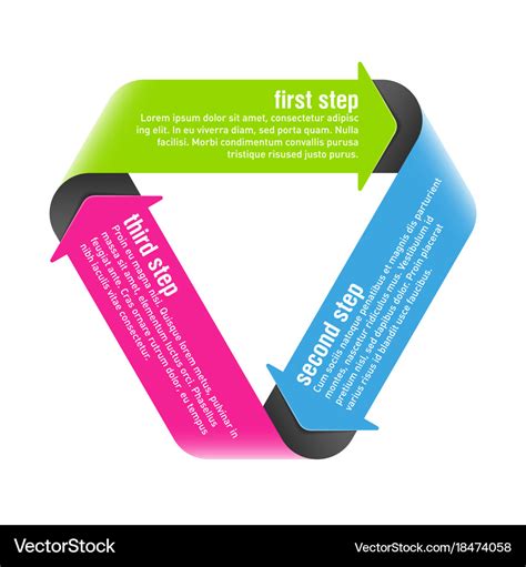 Three Steps Process Arrows Design Element Vector Image