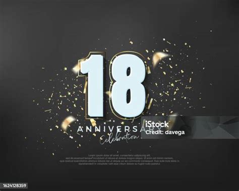 굵은 글씨 18 위 10주년 기념을 위한 프리미엄 디자인 포스터 배너 축하 인사말을 위한 프리미엄 벡터 18에 대한 스톡 벡터