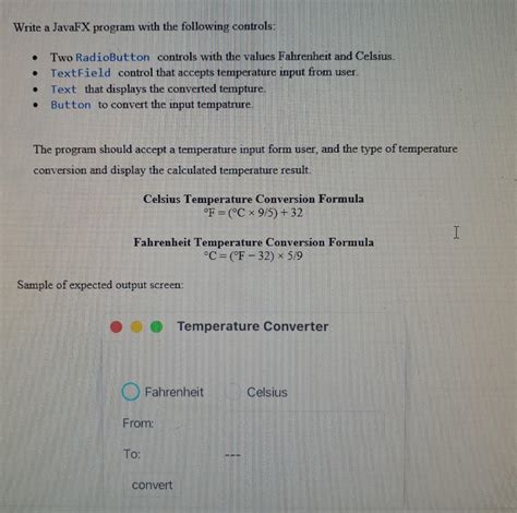 Solved Write A Javafx Program With The Following Controls