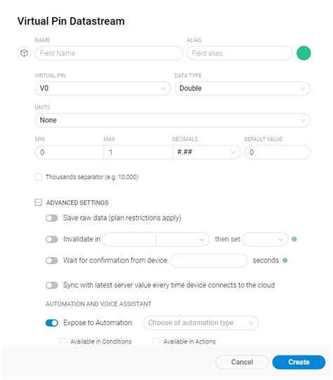 Virtual Pin Blynk Documentation