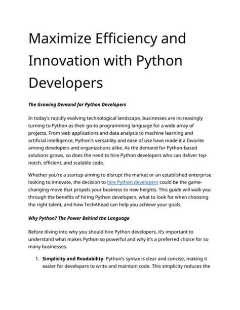Top Reasons To Hire Python Developers For Scalable And Secure Applications Pdf