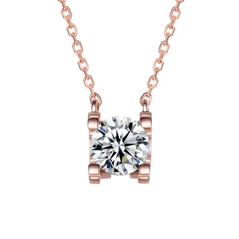 正品d色莫桑钻吊坠 18k金牛头项链1 2克拉莫桑石项坠简约颈饰定制虎窝淘