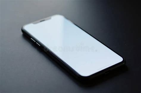 Sleek Black Mobile Blank Screen Power Button Visible Screen