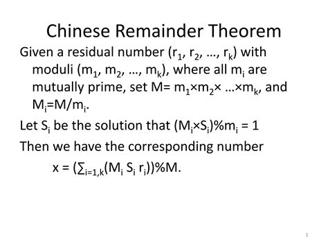 Chinese Remainder Theorem Newppt
