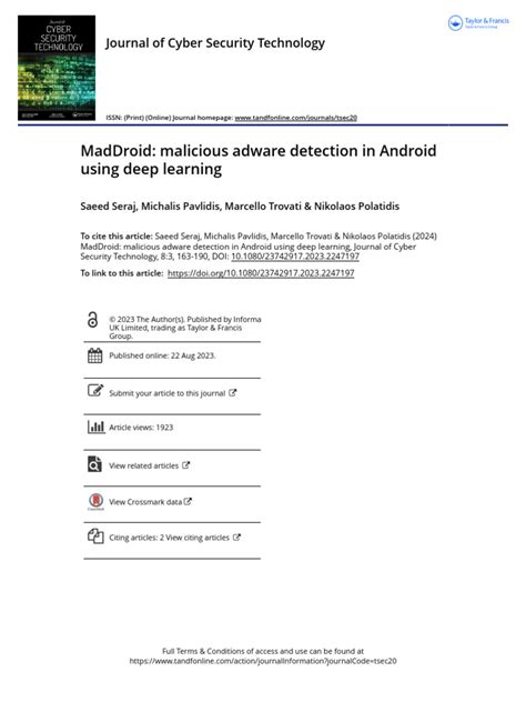 Maddroid Malicious Adware Detection In Android Using Deep Learning Pdf