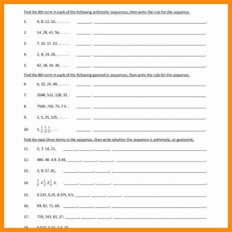 50 geometric and arithmetic sequence worksheet chessmuseum template