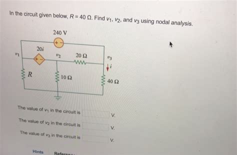 solved in the circuit given below r 40 Ω find v1 v2 and