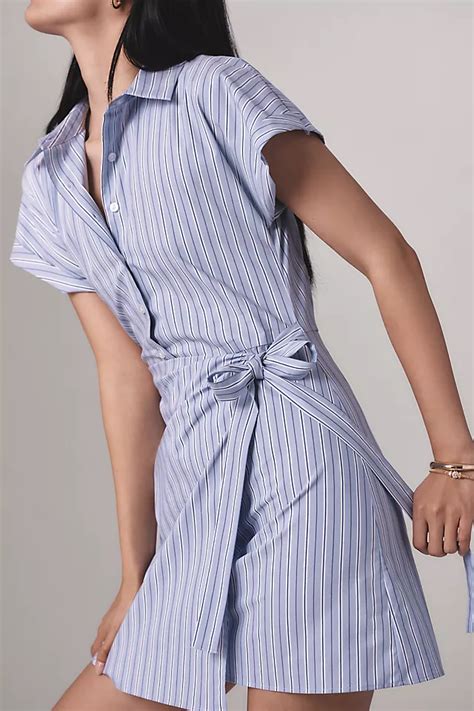 Mave Button Front Wrap Mini Shirt Dress Anthropologie