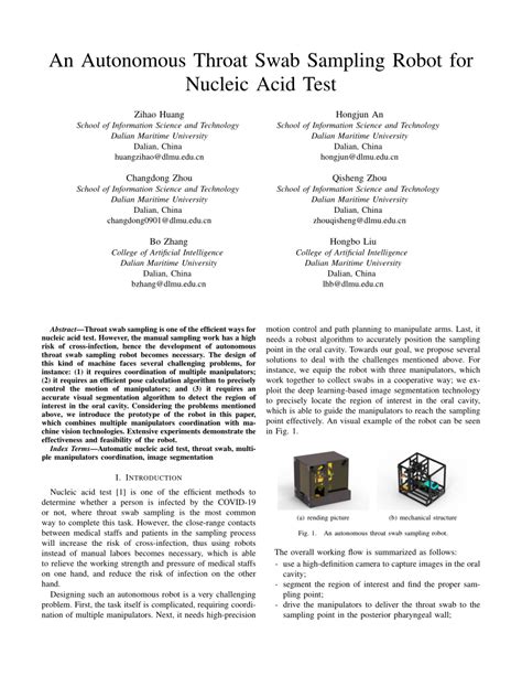 Pdf An Autonomous Throat Swab Sampling Robot For Nucleic Acid Test