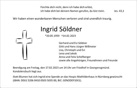 Traueranzeigen Von Ingrid Söldner Trauer Nn De