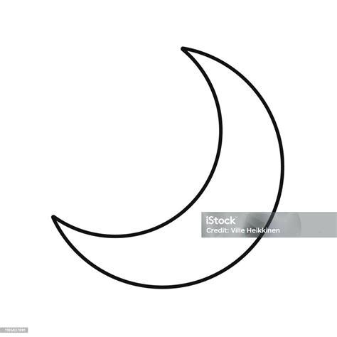 플랫 스타일 야간 반달 윤곽 아이콘입니다 음력 의 밤입니다 초승달 로고 기호입니다 벡터 일러스트 이미지입니다 흰색 배경에 격리