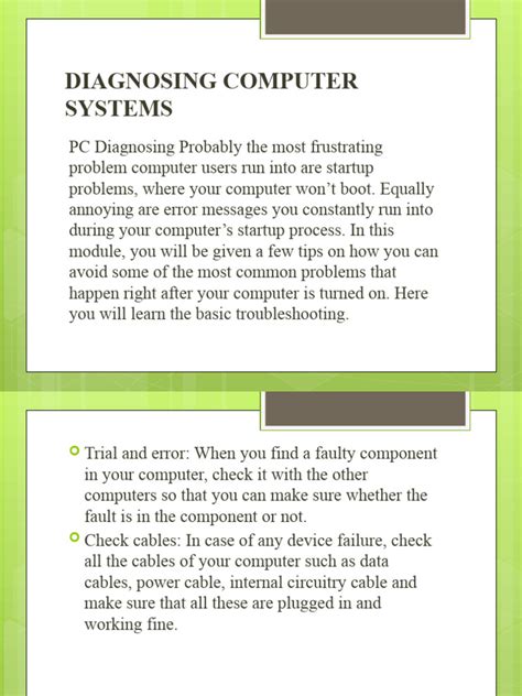 Diagnosing Computer Systems Pdf Operating System Troubleshooting