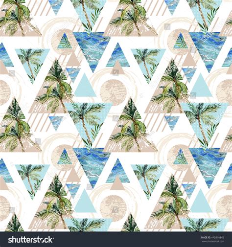 Abstract Geometric Seamless Pattern Circles Triangles Stock Illustration Shutterstock