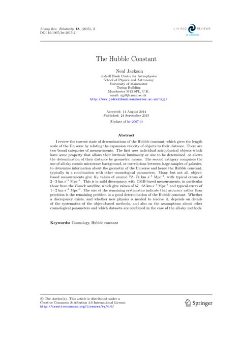 Pdf The Hubble Constant