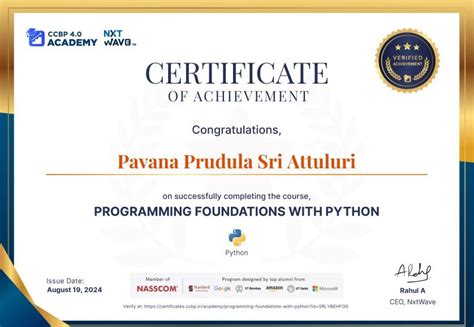 Attuluri Prudula Sri On Linkedin Python Learning Certification