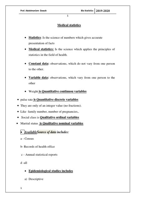 Bank Questions Medical Statistics Pdf Sampling Statistics Standard Deviation