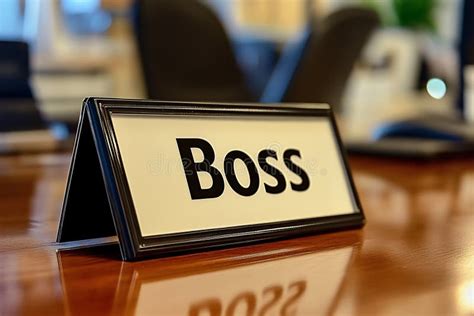 Desk Sign With Text Boss On Desk In Office Stock Illustration