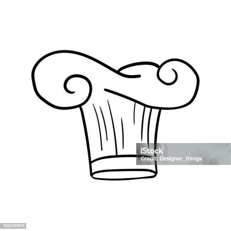 윤곽 스케치 만화 스타일의 요리사 모자 또는 모자를 요리 색칠 벡터 핸드 그린 주방 직원 유니폼 모자 레스토랑이나 카페 개념에