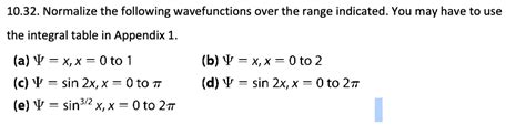 Solved 1032 Normalize The Following Wavefunctions Over The