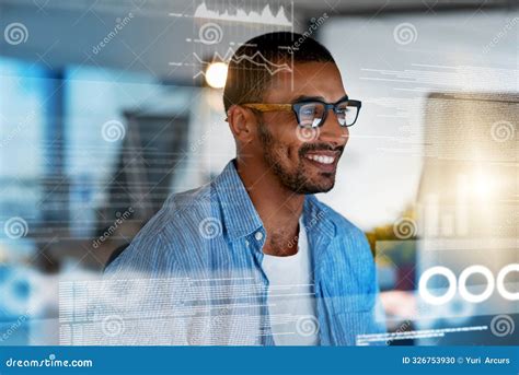 Programmer Overlay And Happy Man On Computer For Programming Website