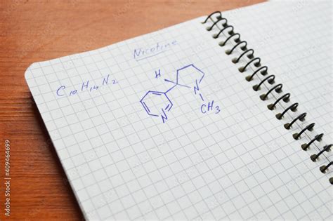 The Drawn Out Chemical Structure Of Nicotine Structural Model Of Nicotine On Paper Stock Photo