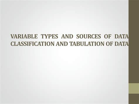 Solution Variable Types And Sources Of Data Classification And