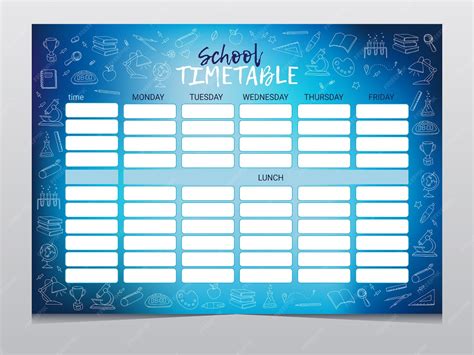 Premium Vector School Timetable Or Lesson Schedule Template Vector Education