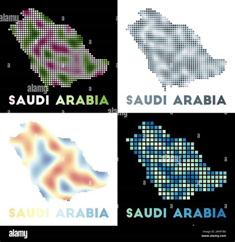 Saudi Arabia Map Collection Of Maps Of Saudi Arabia In Dotted Style