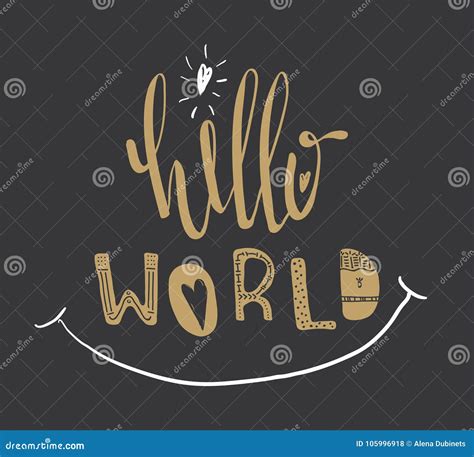 Poster With Lettering Hello World Stock Vector Illustration Of