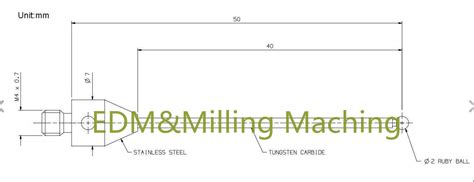 Cnc Machine Cmm Touch Probe Styli M4 Draad 2mm Rub Grandado