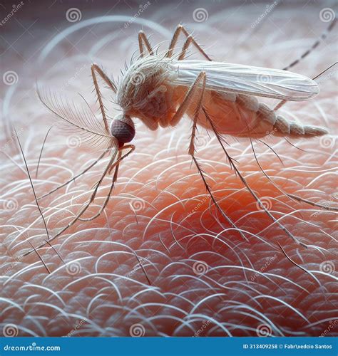 Mosquito On Human Skin A Close Up Capturing A Common Annoyance Royalty