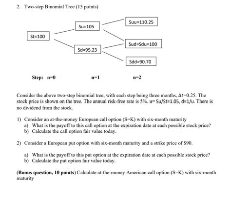 solved 2 two step binomial tree 15 points step n 0 n 1