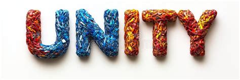 Vibrant Unity Word Art Composed Of Colorful Interlocking Rings Isolated On A White Background