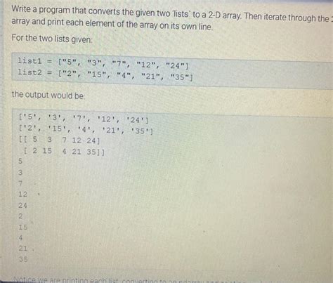 Solved Write A Program That Converts The Given Two Lists