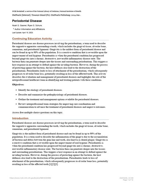 Periodontal Disease Statpearls Ncbi Bookshelf Pdf