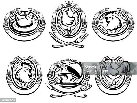 치킨 레이블 및 아이콘 세트입니다 컬렉션 아이콘 치킨 벡터 가금류에 대한 스톡 벡터 아트 및 기타 이미지 가금류 개체 그룹 건강한 식생활 Istock