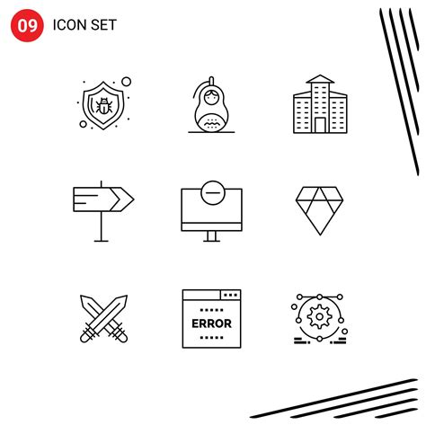 Set Of 9 Modern Ui Icons Symbols Signs For Gadget Computers Russia Pointer Direction Editable