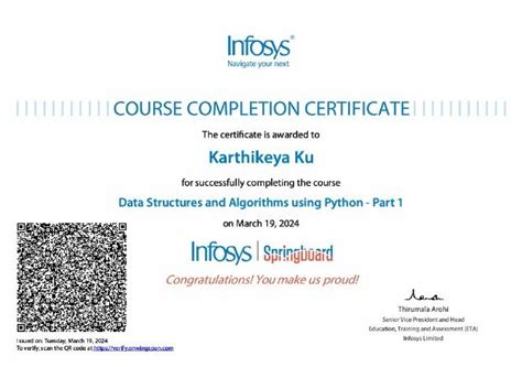 completed infosys springboard data structures with python karthikeya k u posted on the topic