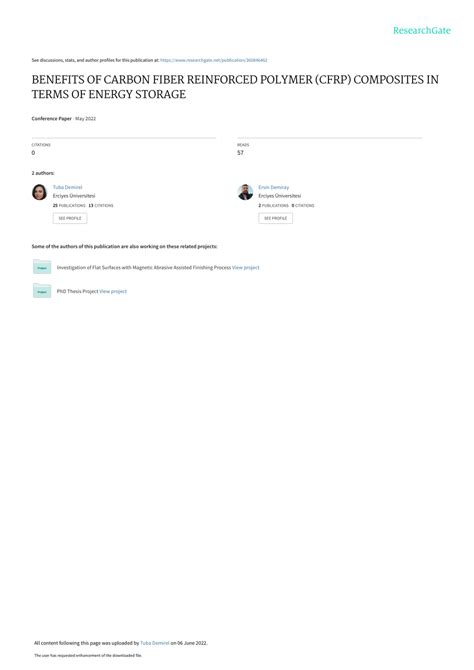 Pdf Benefits Of Carbon Fiber Reinforced Polymer Cfrp Composites In Terms Of Energy Storage