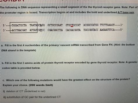 Solved The Following Is DNA Sequence Representing A Small Chegg