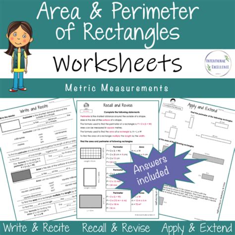 Area Perimeter Rectangles Worksheets Math Review Homework Australian Teachers Marketplace