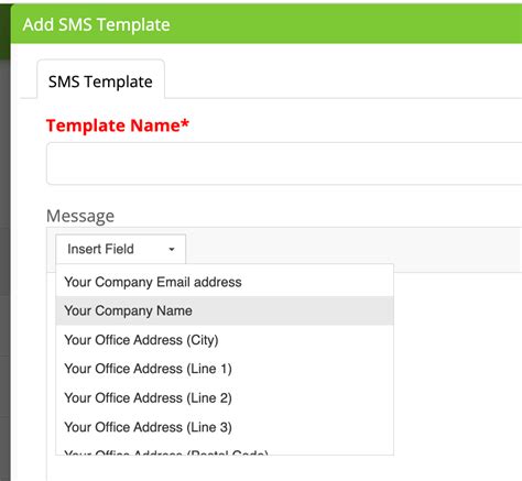 use company placeholders in email and sms templates